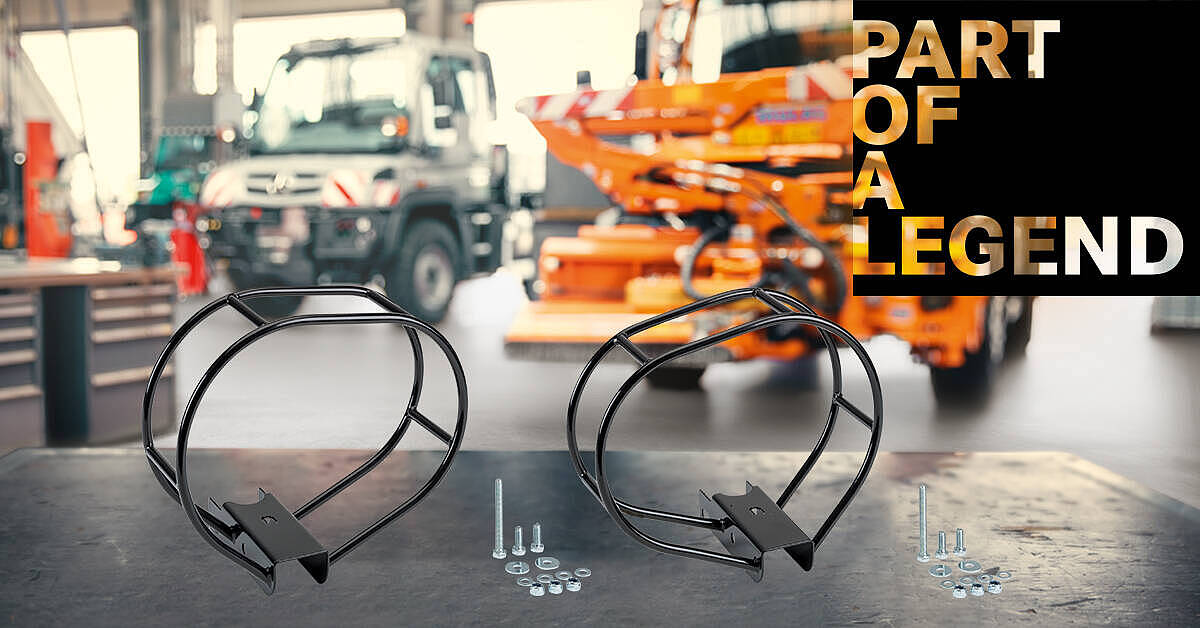 Original Unimog headlight protection.